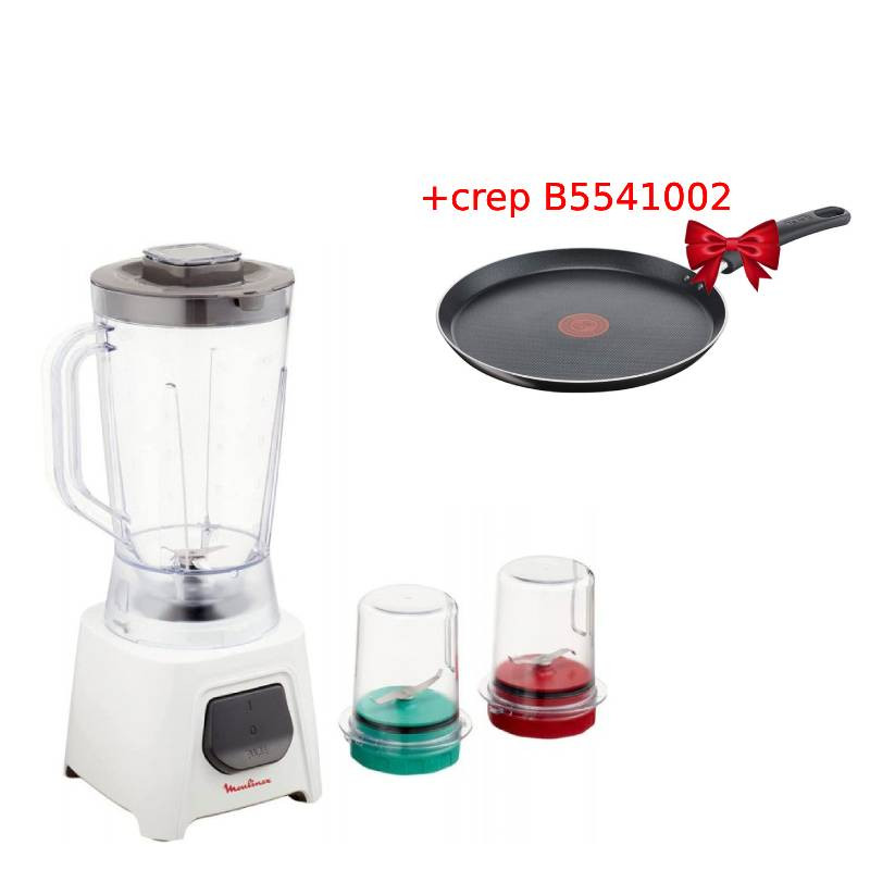 Blender Moulinex 450W Blanc + Poêle à Crêpe Tefal (B5541002)