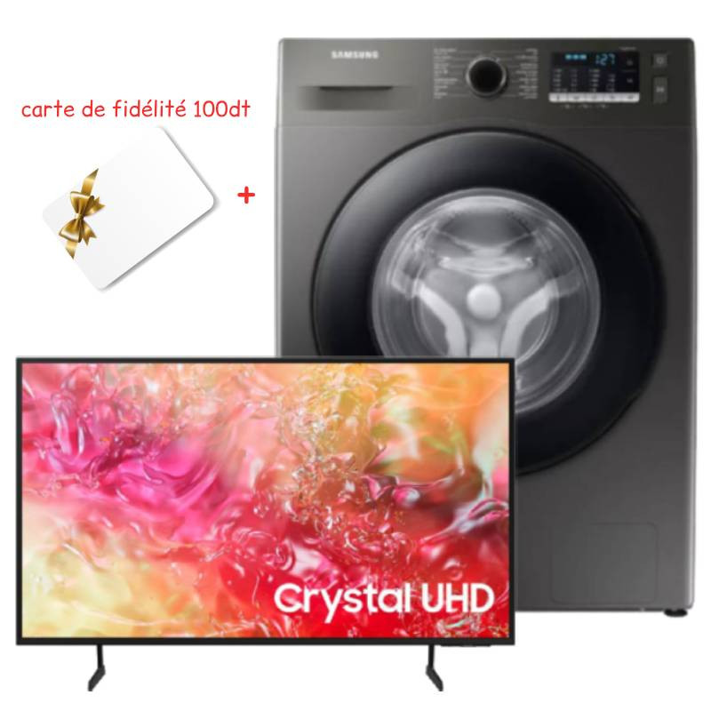 Machine à Laver Samsung Frontale 7Kg + Tv Samsung DU7000 50"